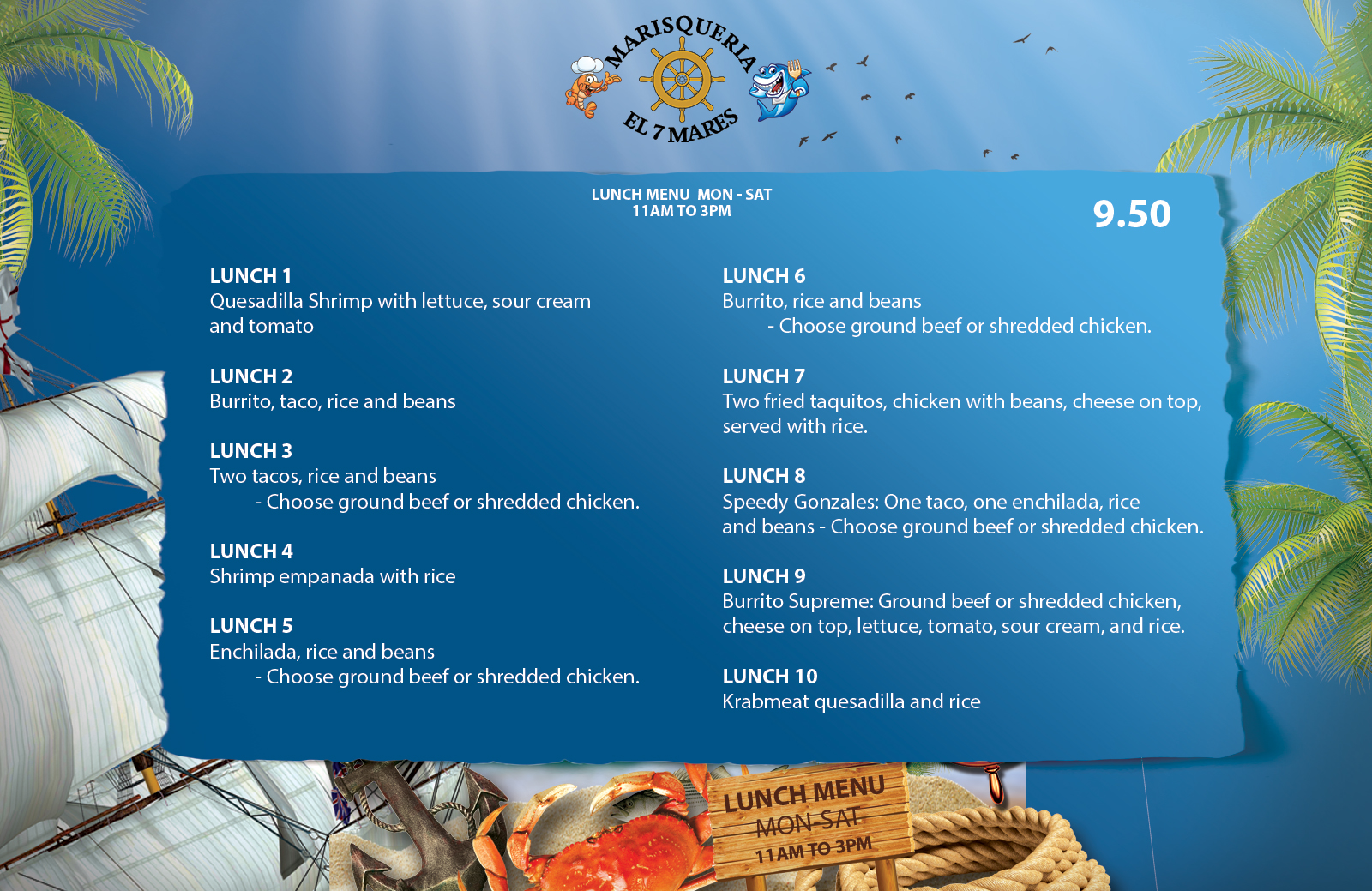 Menu | Marisqueria el 7 Mares